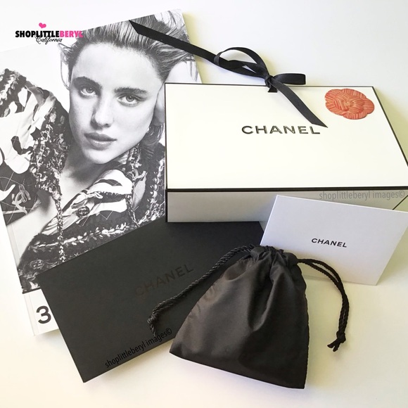 CHANEL | Other | Chanel Empty Gift Bag Box With Red Camellia Drawstring ...